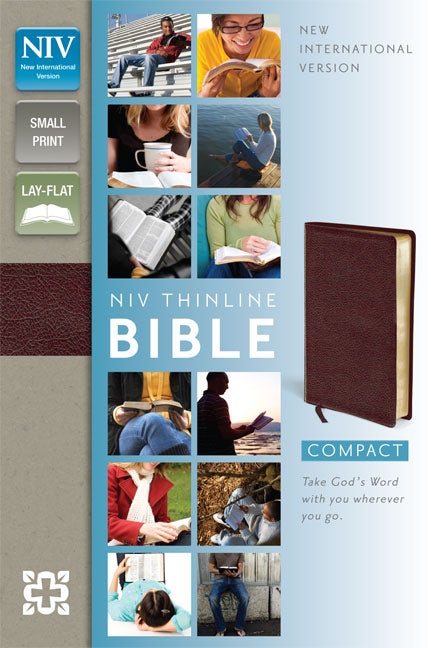 NIV, Thinline Bible, Compact, Bonded Leather, Burgundy, Red Letter Edition