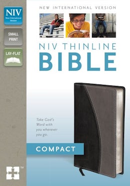 NIV, Thinline Bible, Compact, Imitation Leather, Black/Gray, Red Letter ...