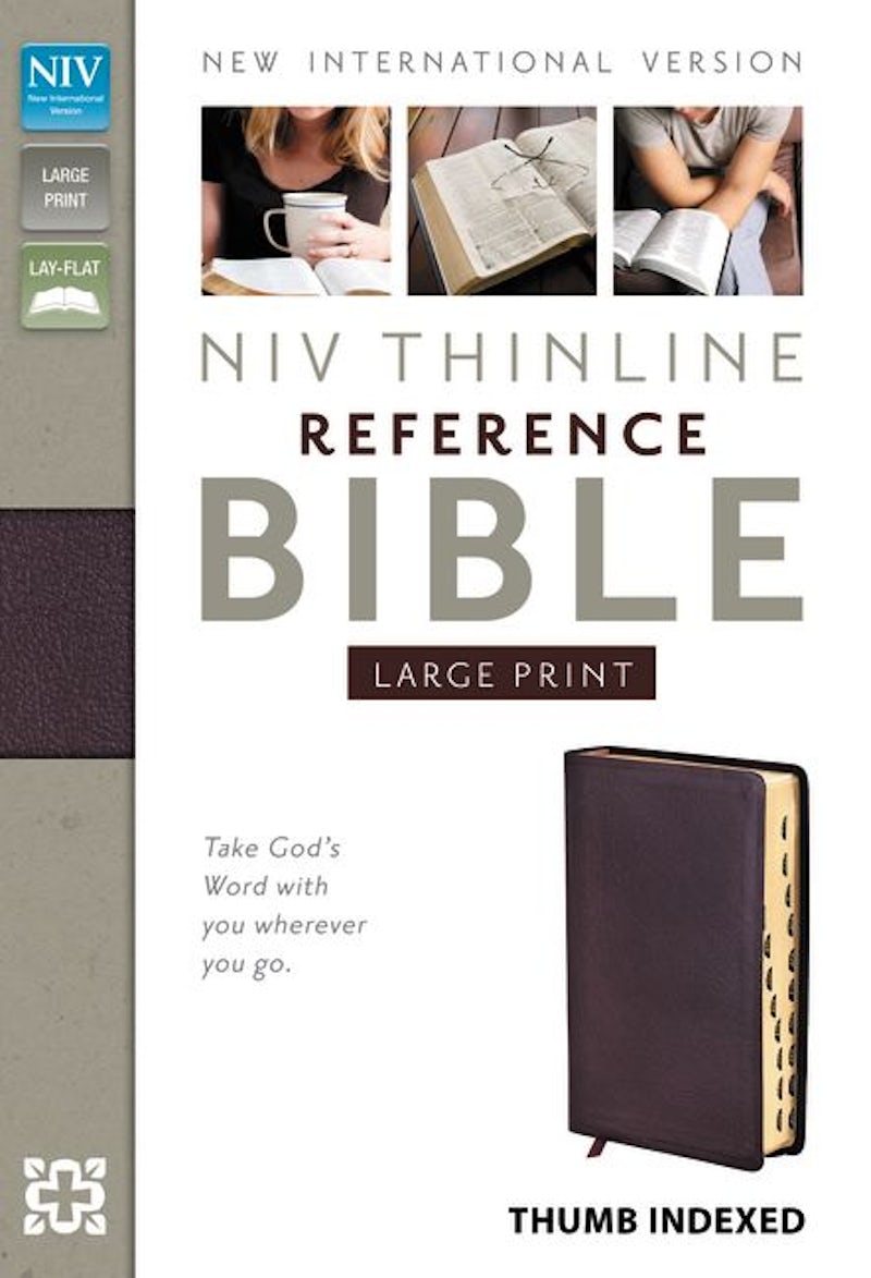 NIV, Thinline Reference Bible, Large Print, Bonded Leather, Burgundy ...