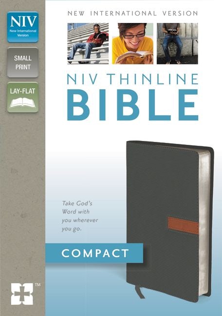 NIV, Thinline Bible, Compact, Imitation Leather, Gray/Tan, Red Letter ...