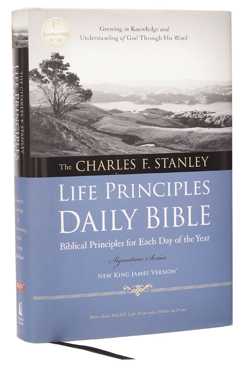 NKJV, Charles F. Stanley Life Principles Daily Bible, Hardcover